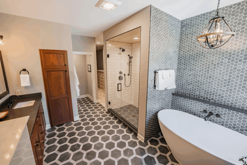 Striking Bathroom Upgrade with Shower and Tub - 2C Construction